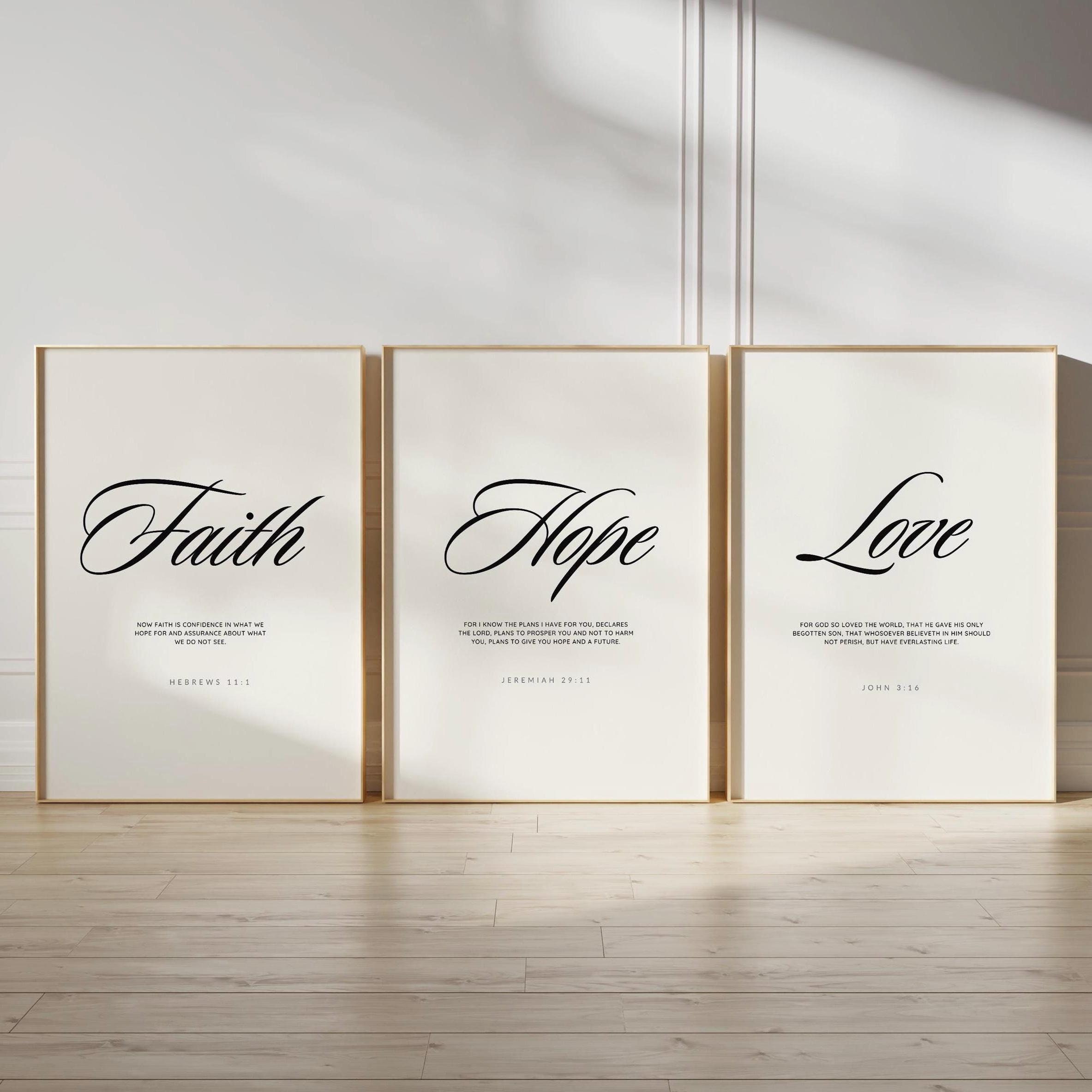Faith Hope Love Scripture Prints: Modern Christian Wall Art (digital ...