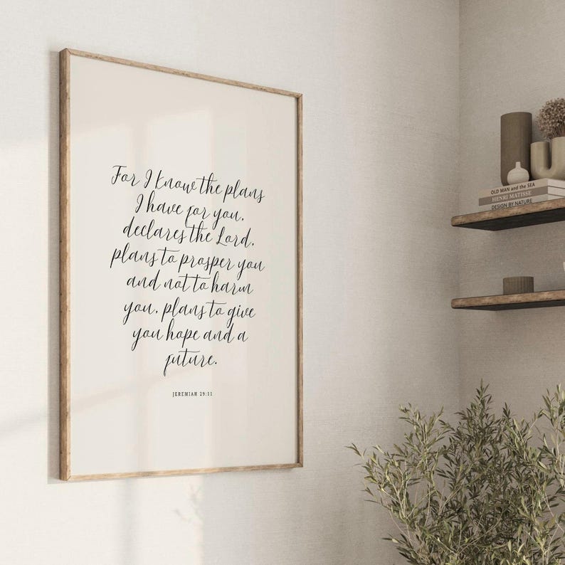 Jeremiah 29:11, Hand Lettered Scripture, Modern Christian Poster ...