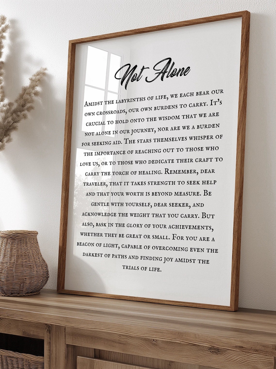 Not Alone, Beautiful Inspirational Quote, Mental Health Art, Female ...