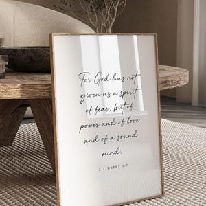 2 Timothy 1:7 Printable Bible Verse, Calligraphy Bible Verses Wall ...