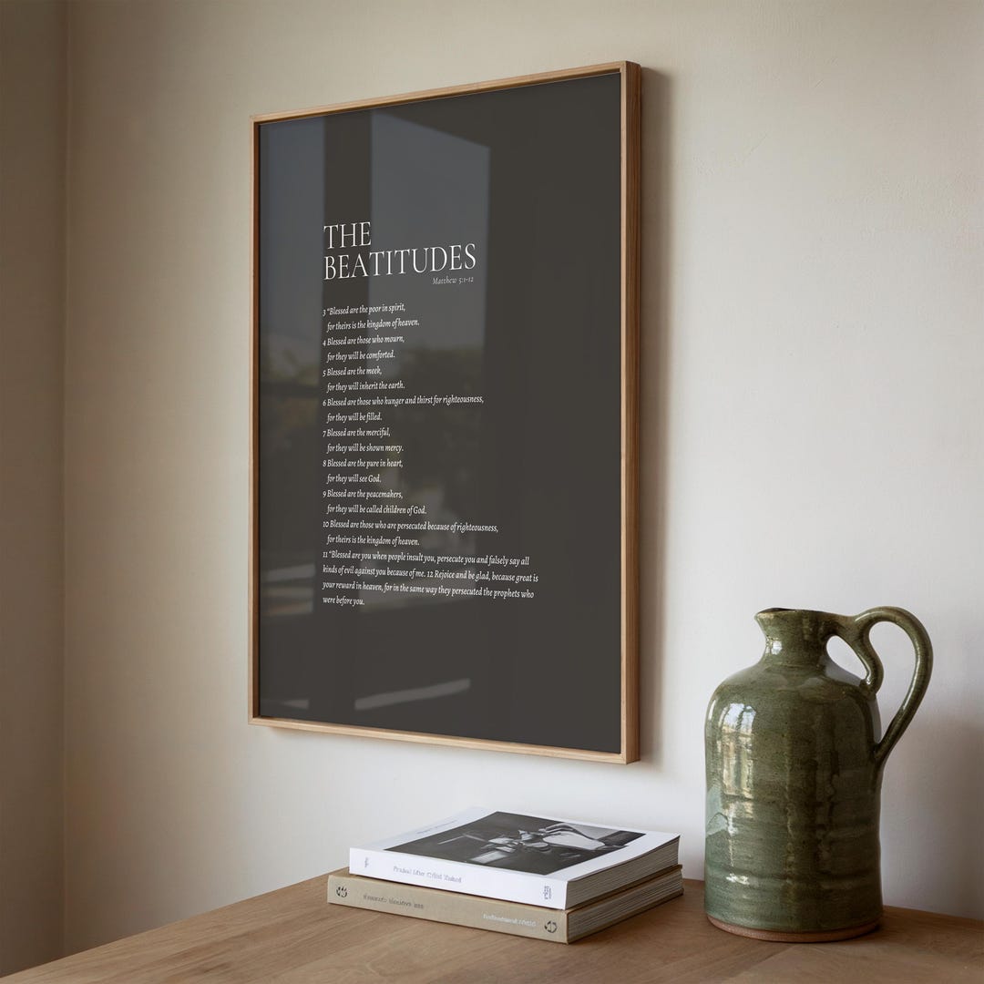 The Beatitudes Sermon on the Mount, Modern Christian Minimalist Wall ...