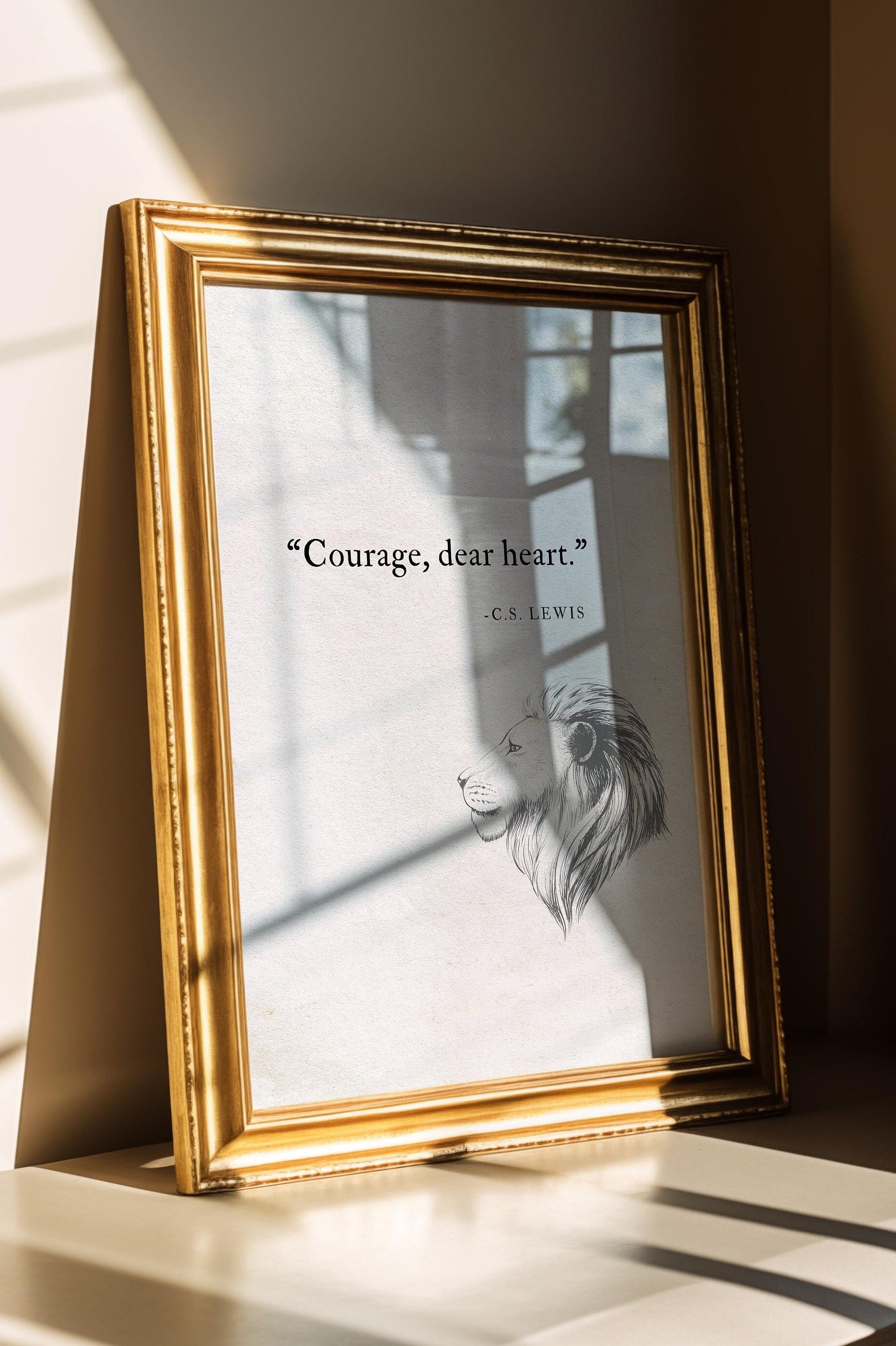 Courage Dear Heart C.S. Lewis, Book Page Wall Art, Literary Art, CS ...