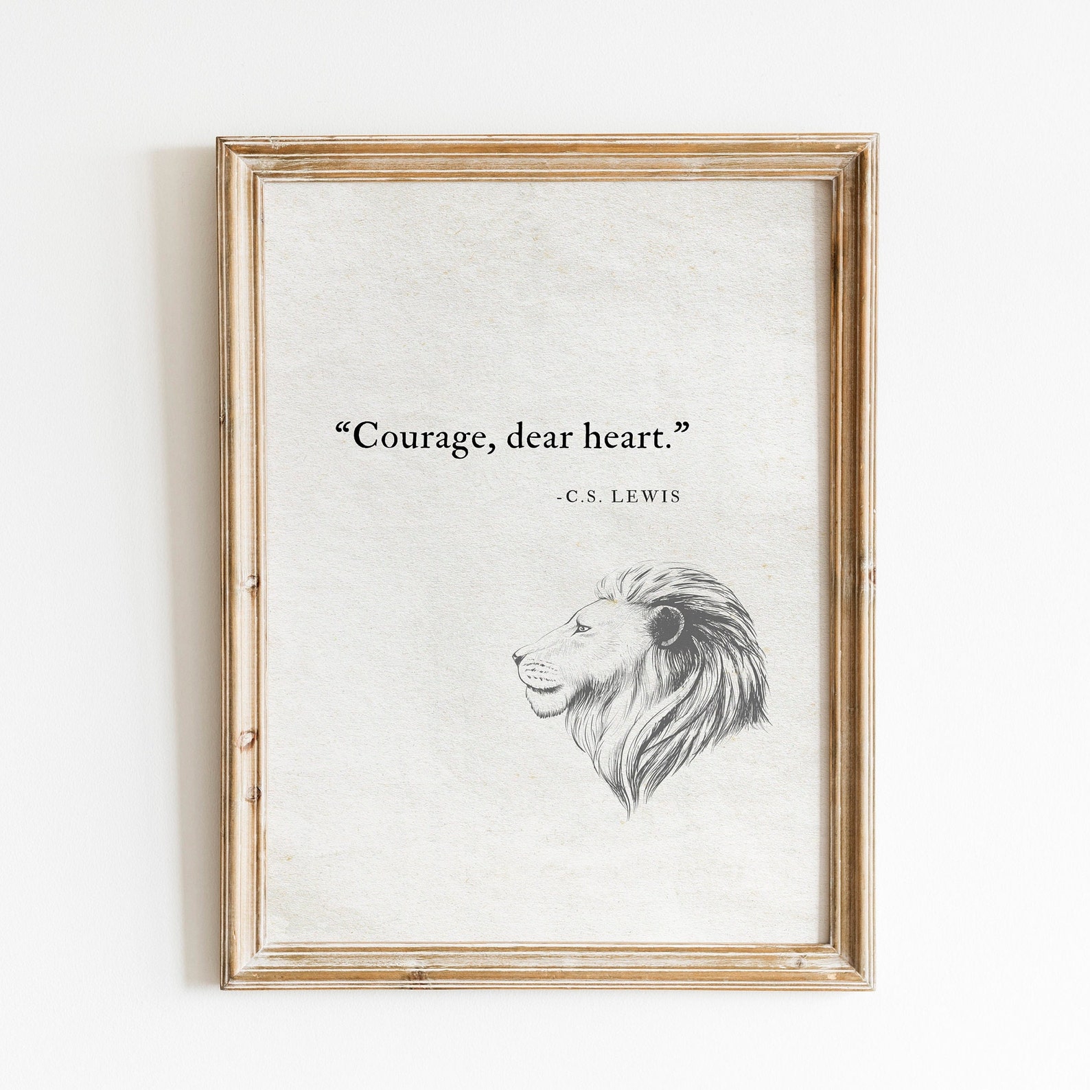 Courage Dear Heart C.S. Lewis, Book Page Wall Art, Literary Art, CS ...