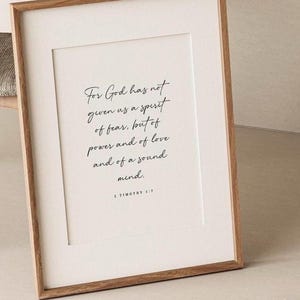 2 Timothy 1:7 Printable Bible Verse, Calligraphy Bible Verses Wall ...