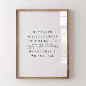 Waymaker, Digital Download, Christian Song Wall Art, Faith, Jesus ...