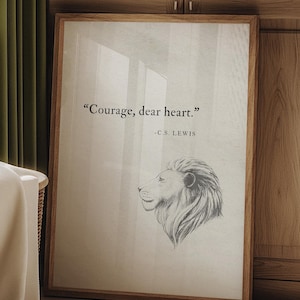 Courage Dear Heart C.S. Lewis, Book Page Wall Art, Literary Art, CS ...