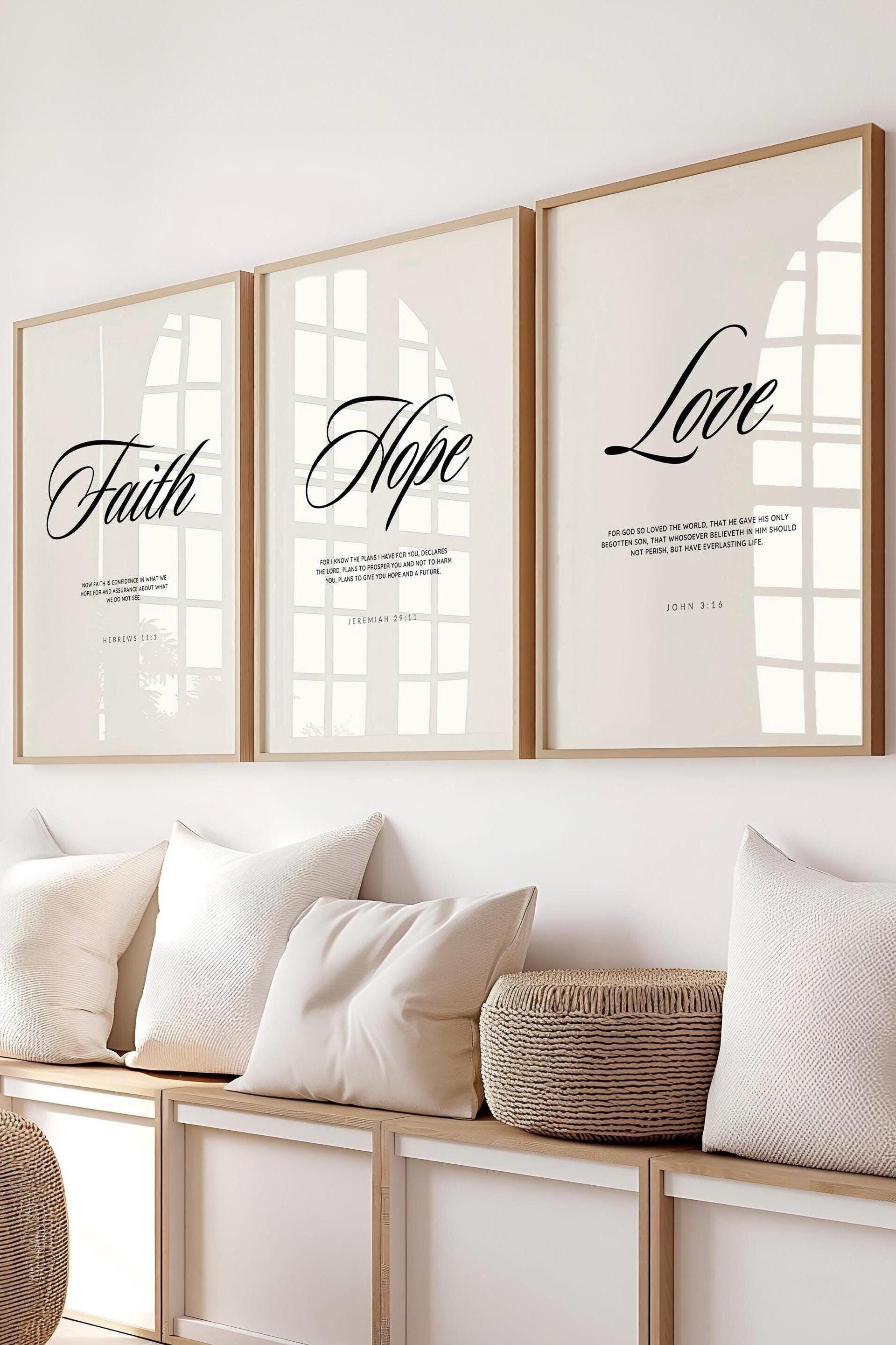 Faith Hope Love Scripture Prints: Modern Christian Wall Art (digital ...