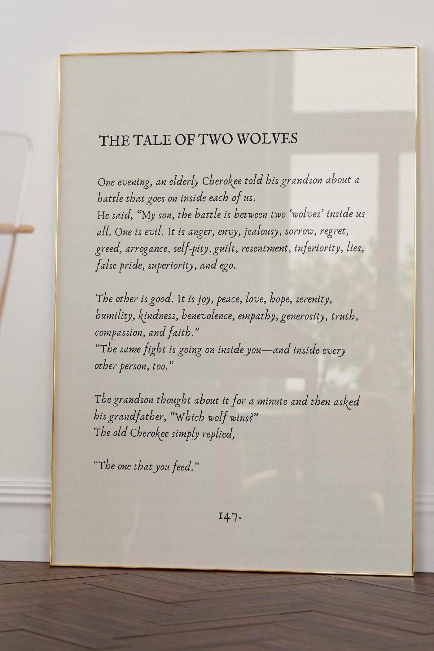 Two Wolves Cherokee Legend Print: Inspirational Quote Wall Art (digital ...