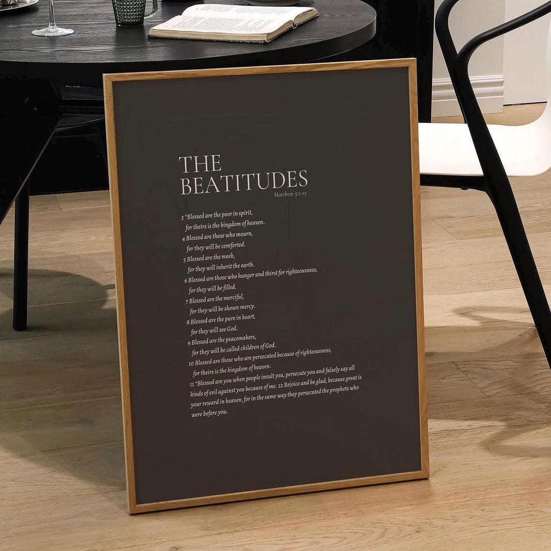 The Beatitudes Print: Sermon on the Mount, Minimalist Christian Wall ...