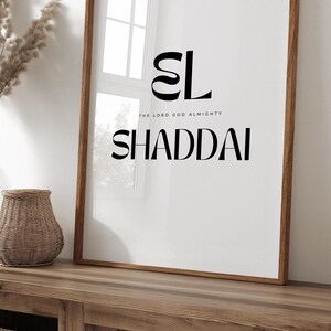 El Shaddai Printable, Jehovah Names of God, Bible Wall Art, Hebrew ...