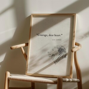 Courage Dear Heart C.S. Lewis, Book Page Wall Art, Literary Art, CS ...