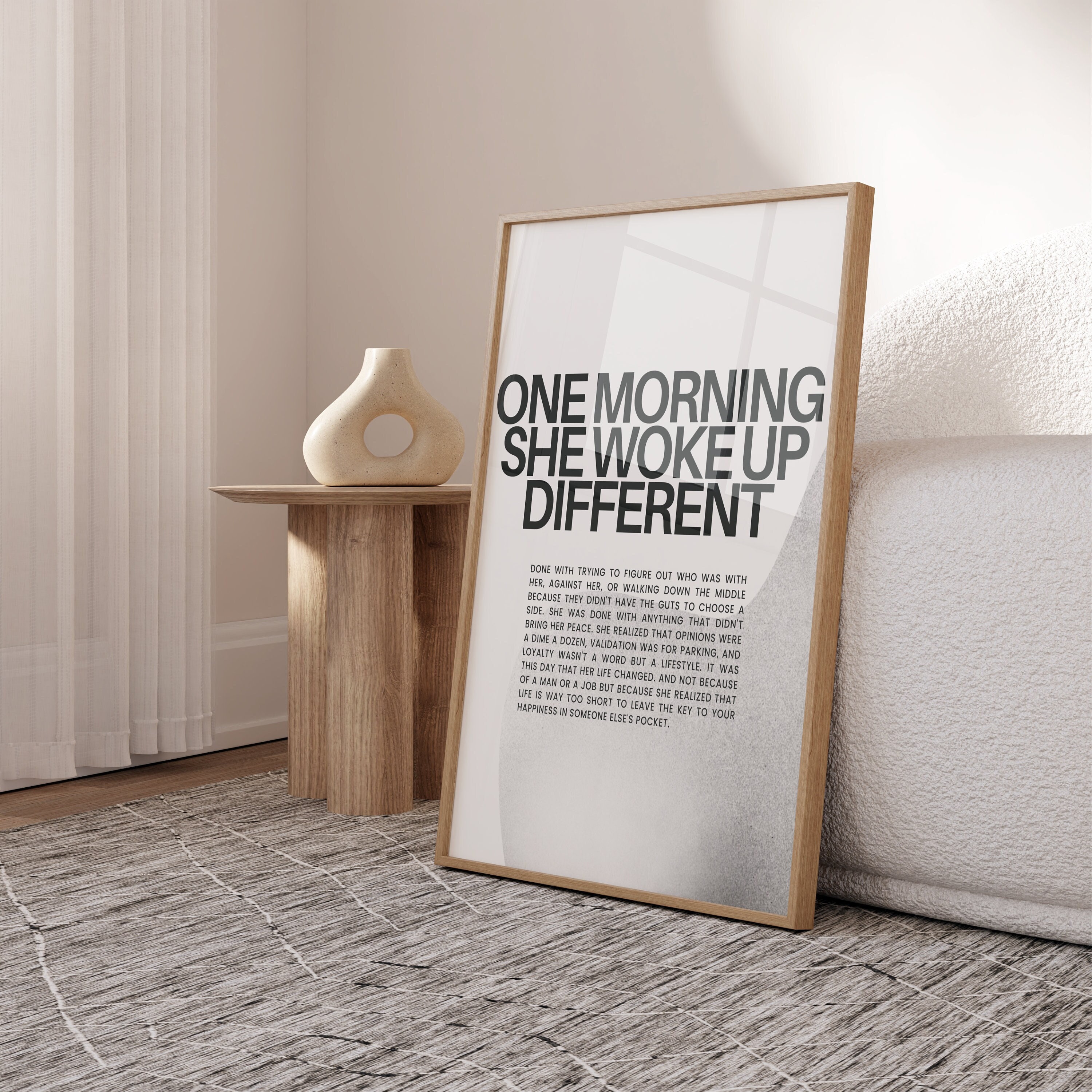 One Morning She Woke Up Different Feminist Print Female Empowerment Woman Line Art Feminist