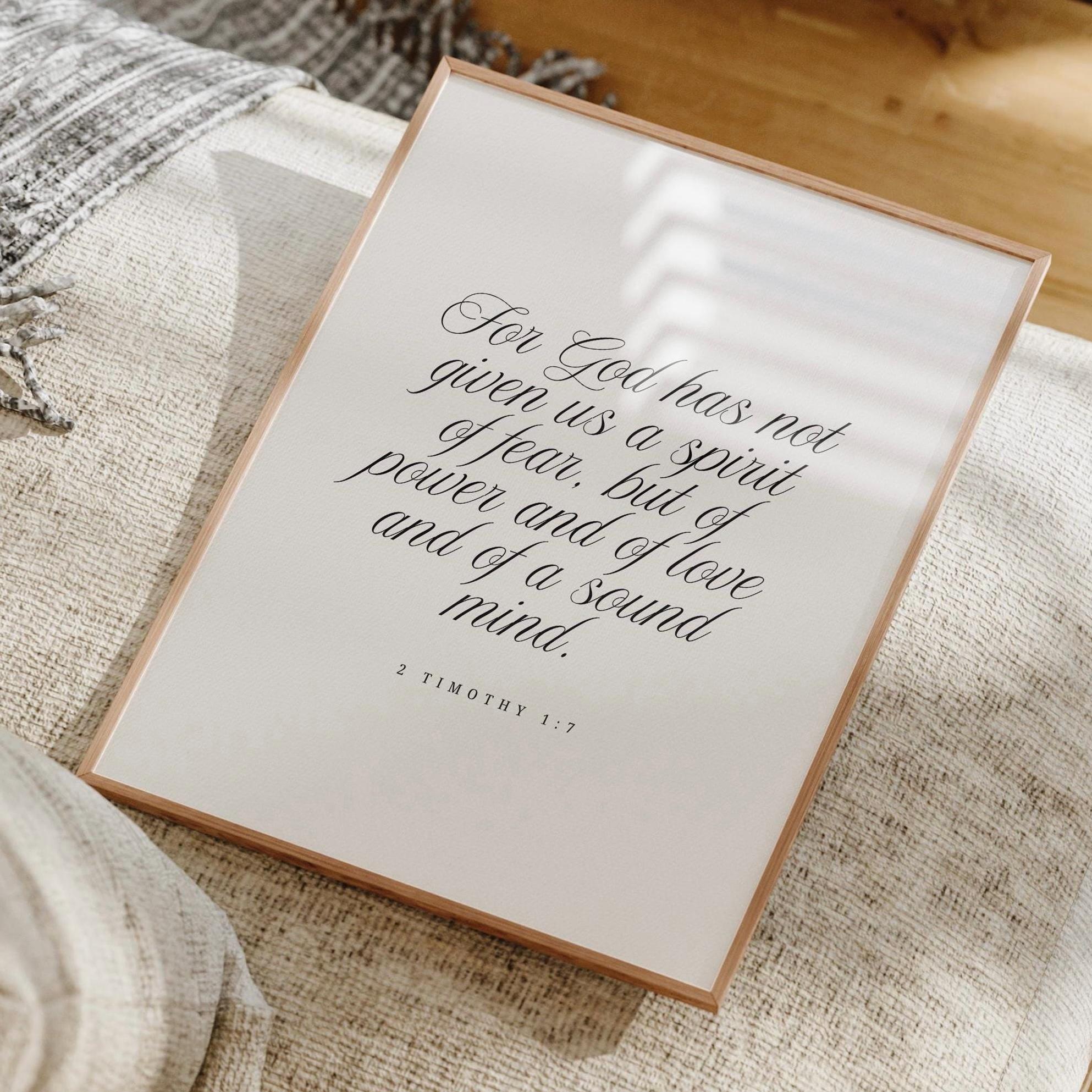 2 Timothy 1:7 Printable Bible Verse, Calligraphy Bible Verses Wall ...