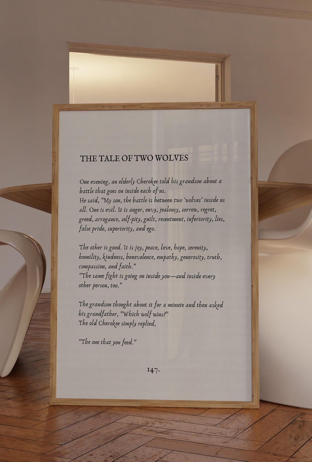 A Tale of Two Wolves, Literary Quote, Poem Wall Art Decor ...