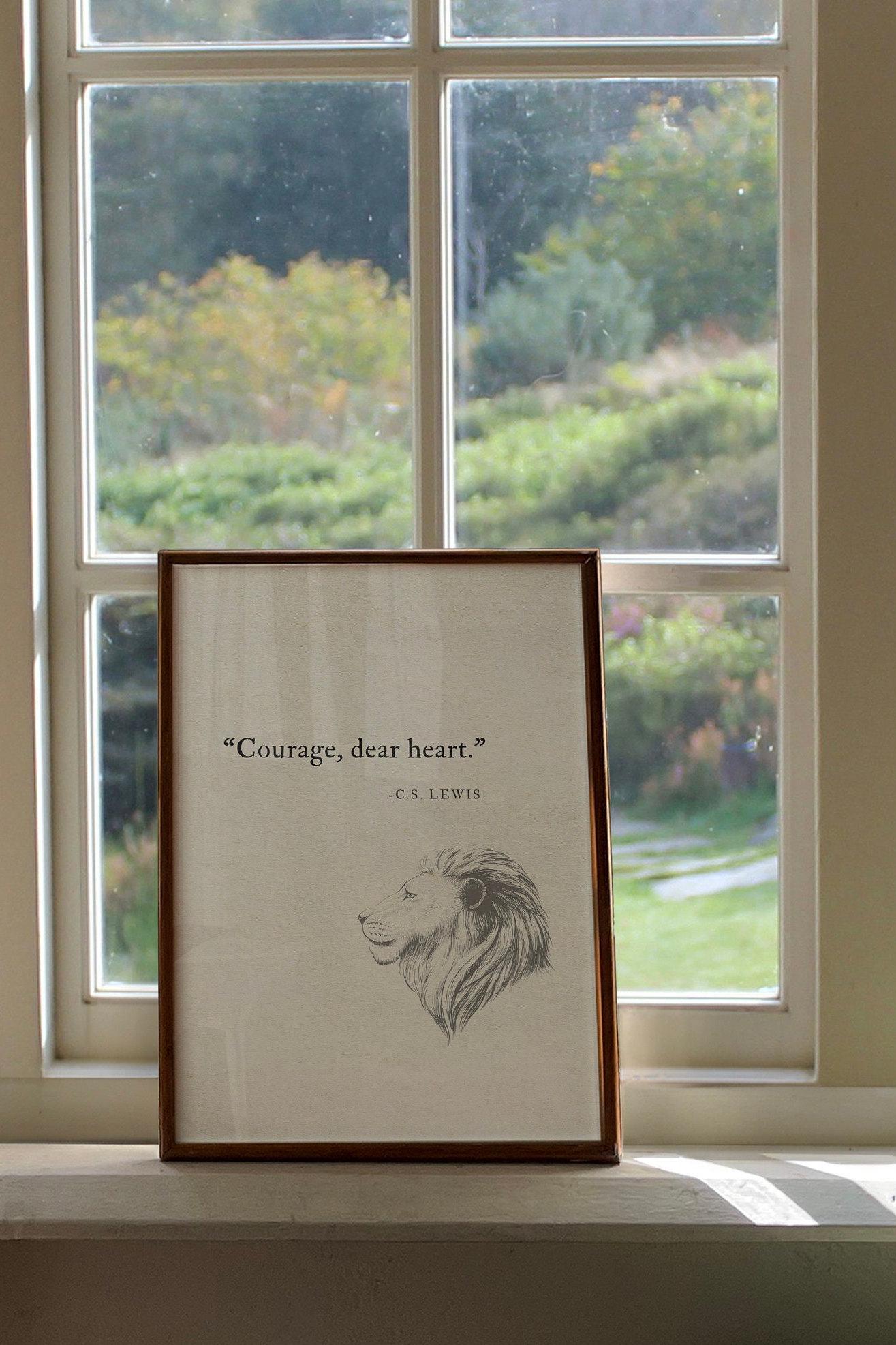 Courage Dear Heart C.S. Lewis, Book Page Wall Art, Literary Art, CS ...