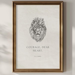 Courage Dear Heart C.S. Lewis, Book Page Wall Art, Literary Art, CS ...
