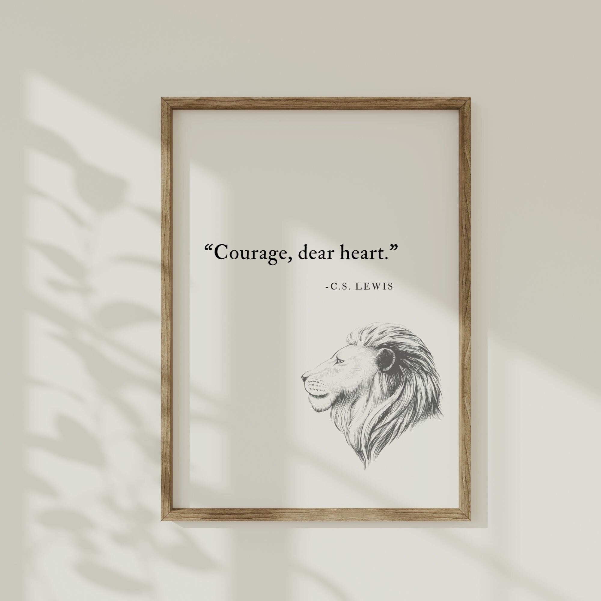 Courage Dear Heart C.S. Lewis, Book Page Wall Art, Literary Art, CS ...