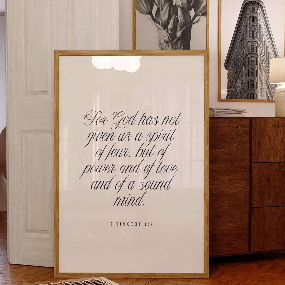 2 Timothy 1:7 Printable Bible Verse, Calligraphy Bible Verses Wall ...