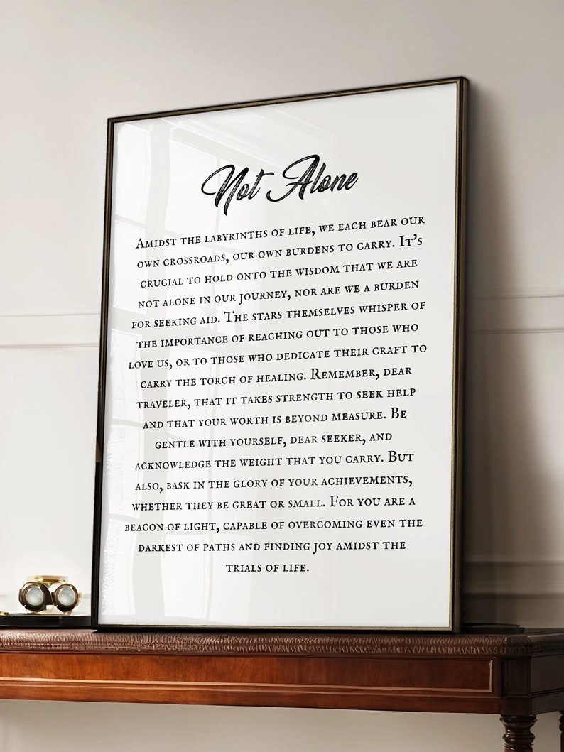 Not Alone, Beautiful Inspirational Quote, Mental Health Art, Female ...