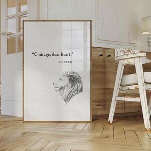 Courage Dear Heart C.S. Lewis, Book Page Wall Art, Literary Art, CS ...