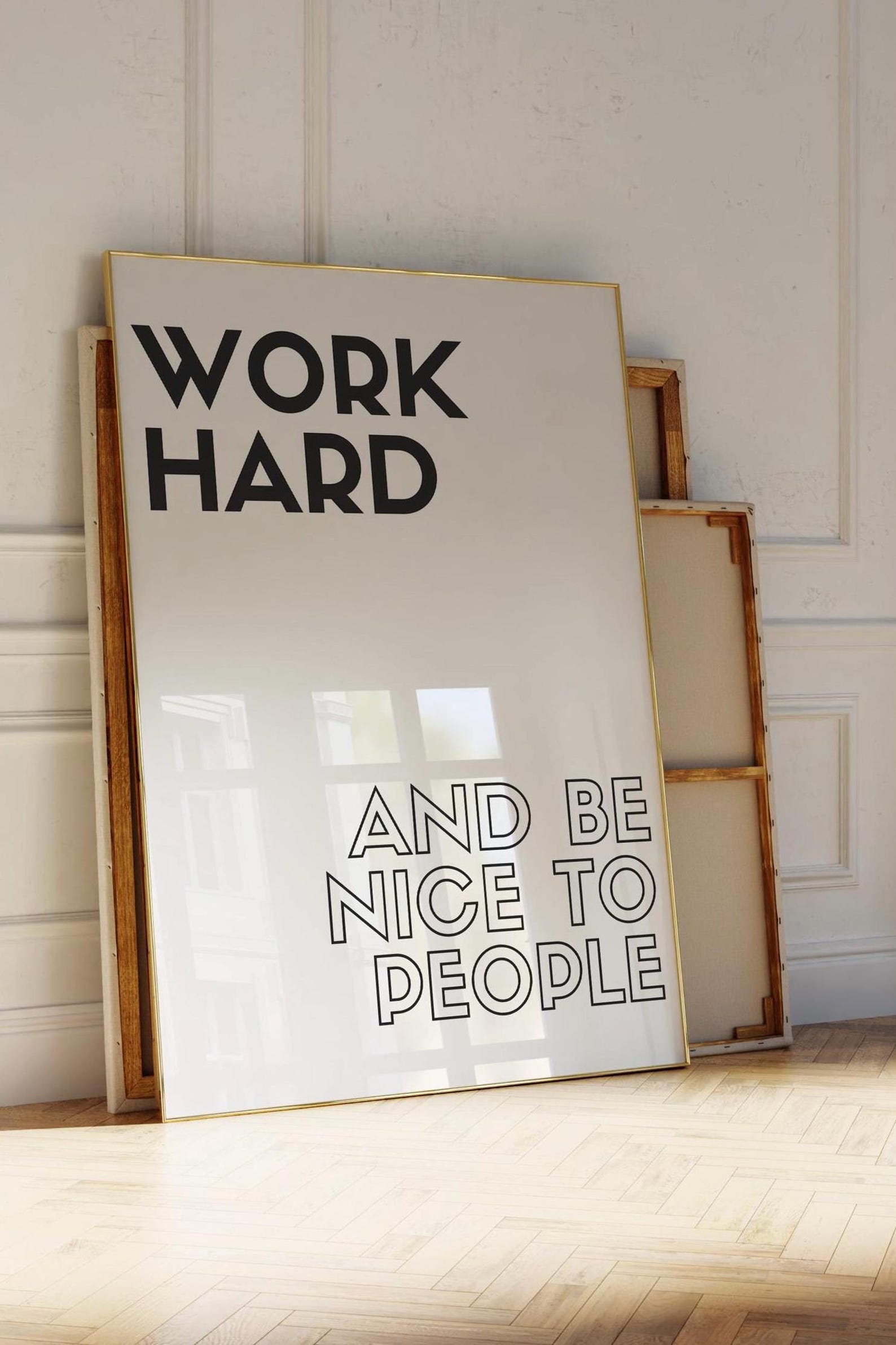 Work Hard Be Nice Print: Motivational Typography Art (digital Download ...