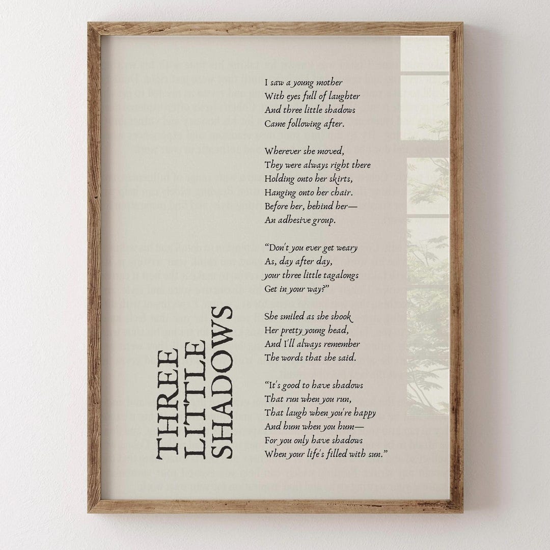 Three Little Shadows Poem Art Print: Motherhood Quote (digital Download ...