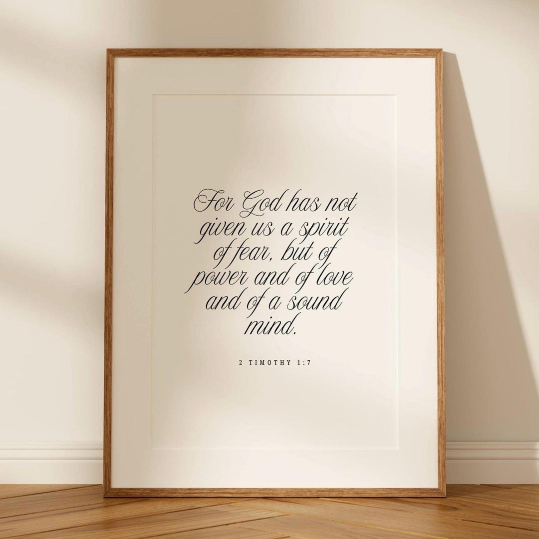 2 Timothy 1:7 Printable Bible Verse, Calligraphy Bible Verses Wall ...
