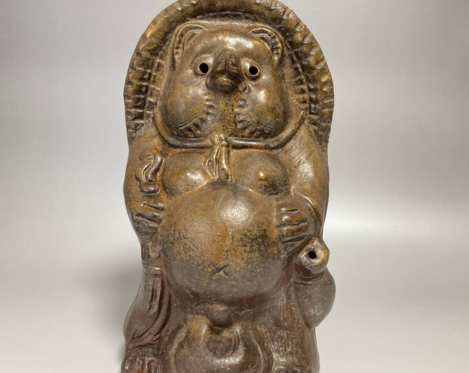 Bizen Ware Raccoon Dog Tanuki Statue, Bizen Statue,bizenyaki Pottery ...