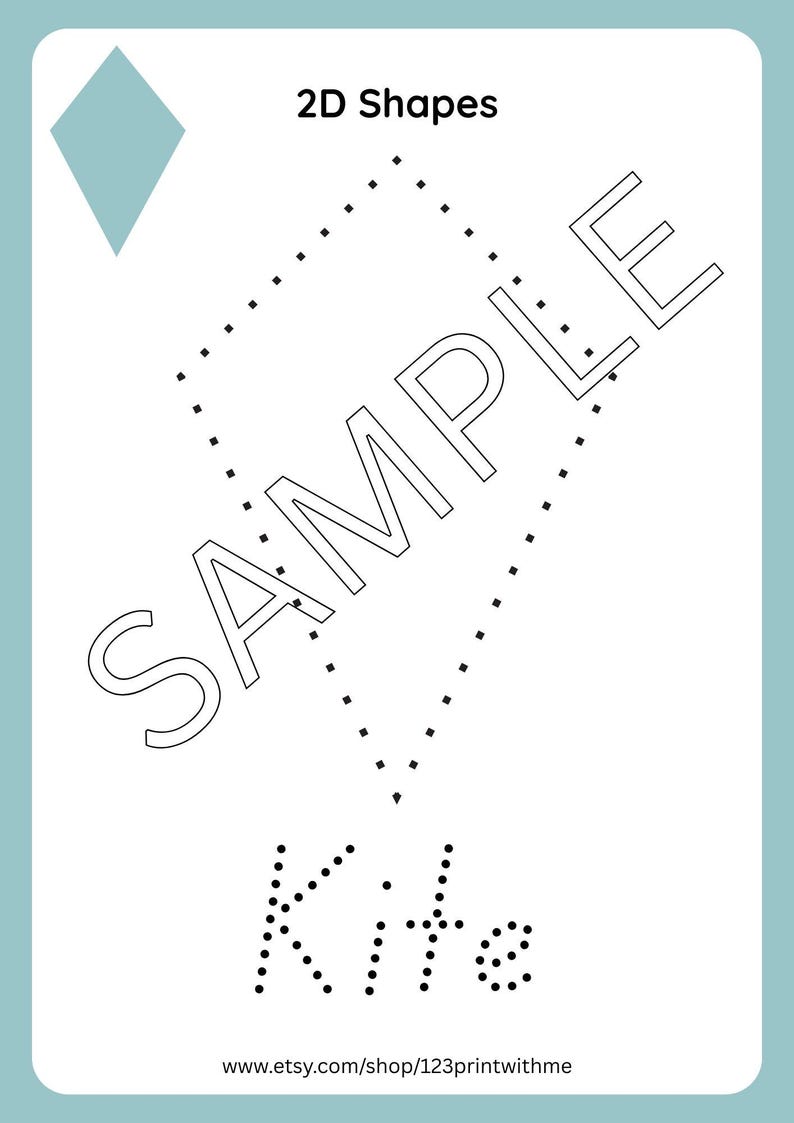 2D Shape With Name Tracing Worksheets - Etsy UK
