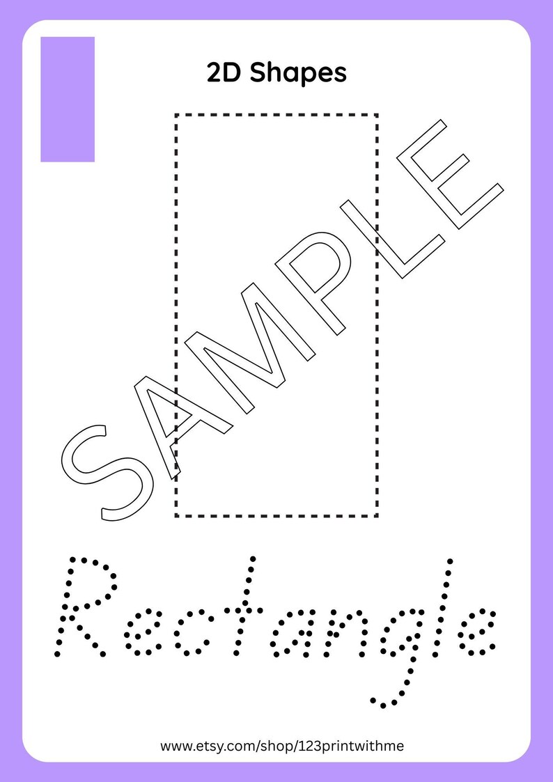 2D Shape With Name Tracing Worksheets - Etsy UK