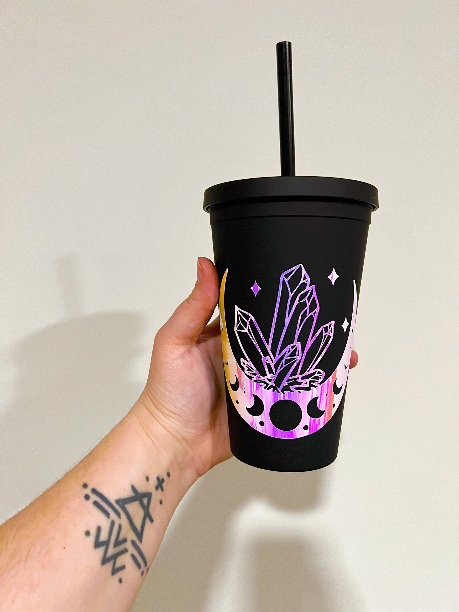 Celestial Cold Cup W/straw Reusable Cup Witchy Starbucks - Etsy