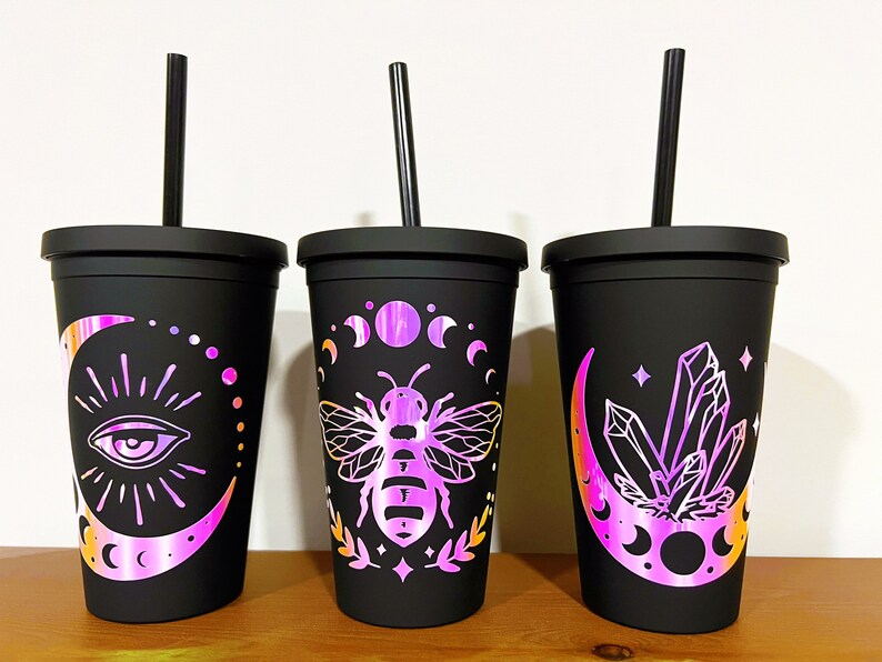 Celestial Cold Cup W/straw Reusable Cup Witchy Starbucks - Etsy