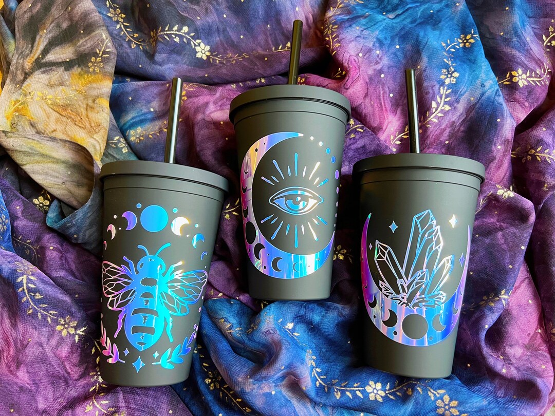 Celestial Cold Cup W/straw Reusable Cup Witchy Starbucks Cup Witchy ...