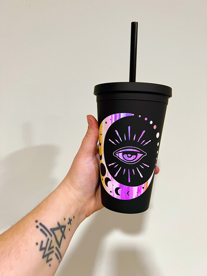 Celestial Cold Cup W/straw Reusable Cup Witchy Starbucks - Etsy