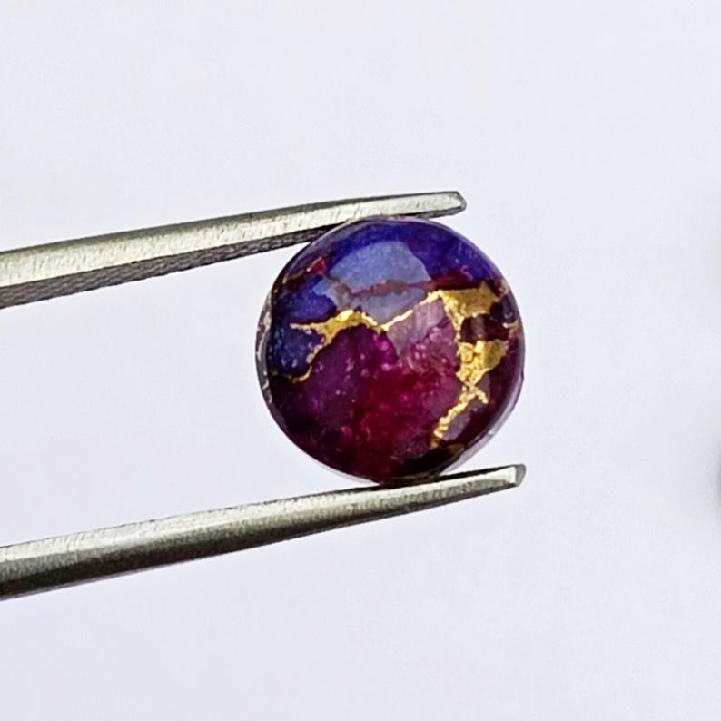 Purple Copper Turquoise Cabochon: Round Flat Back Calibrated Gemstone ...
