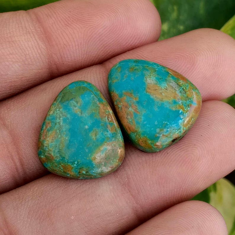 Natural Tibetan Turquoise Matching Pair Gemstone Set for Making ...