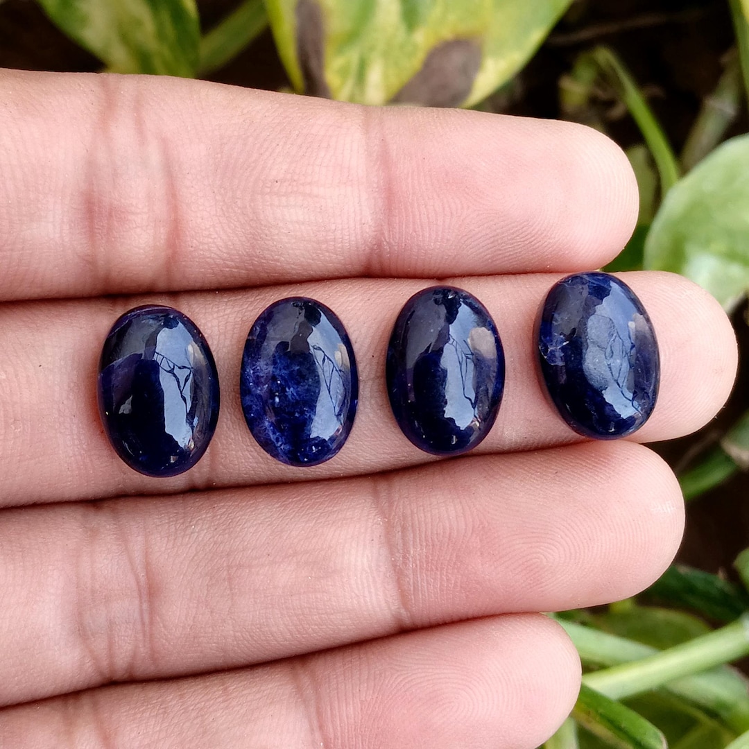 Natural Sodalite Cabochon : Oval Flat Back Gemstone for Jewelry Making ...