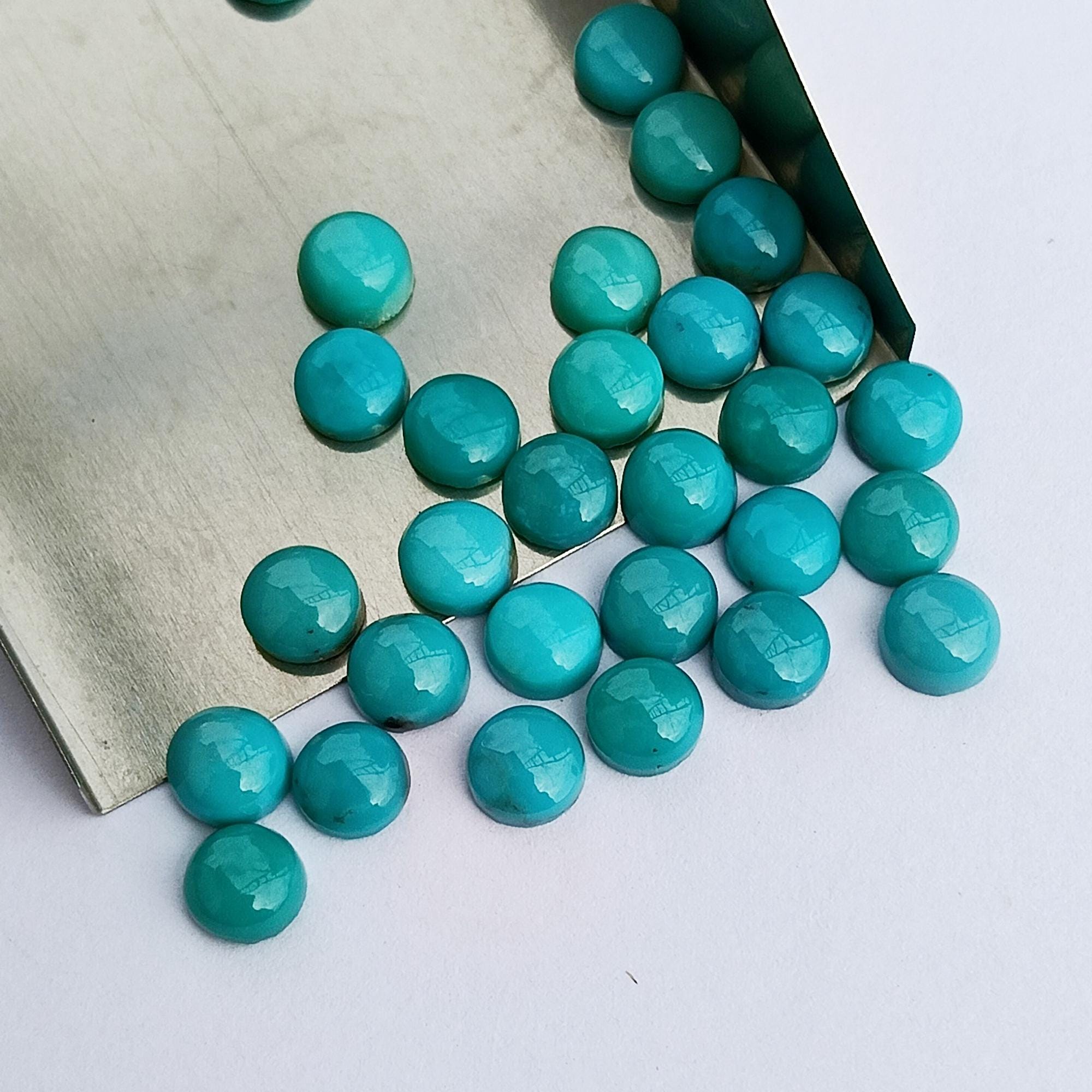 5mm Arizona Turquoise Cabochon: Round Flat Back AAA Quality Gemstone ...