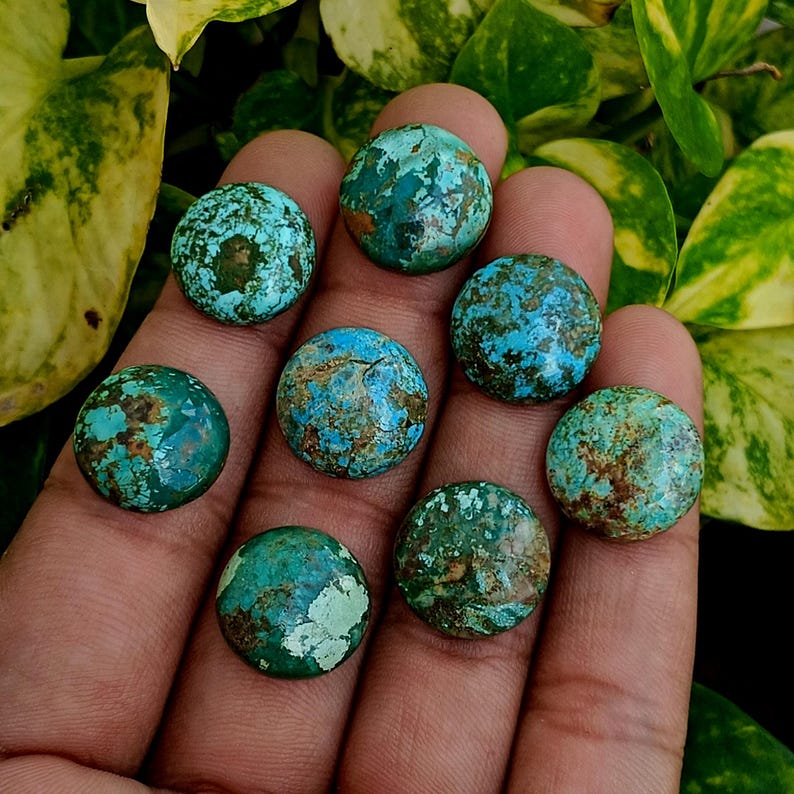 Natural Tibetan Turquoise Round Cabochon Lot Calibrated Smooth Gemstone ...