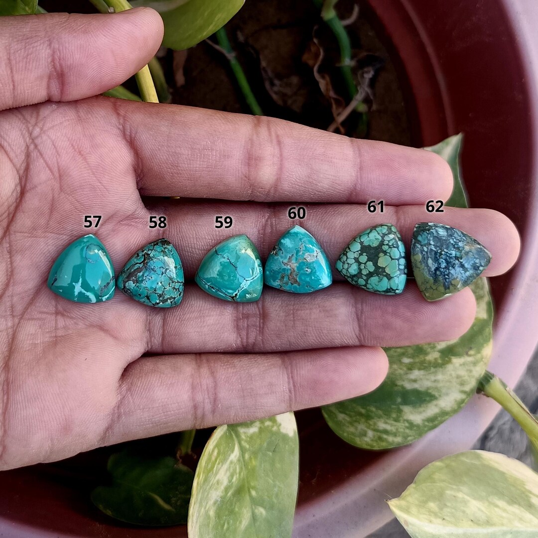 Natural Tibetan Turquoise Triangle Cabochons Flat Back Smooth Loose ...