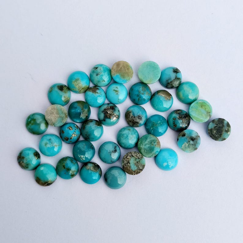 5mm Arizona Turquoise Cabochon Lot: Calibrated Round Gemstone, Jewelry ...