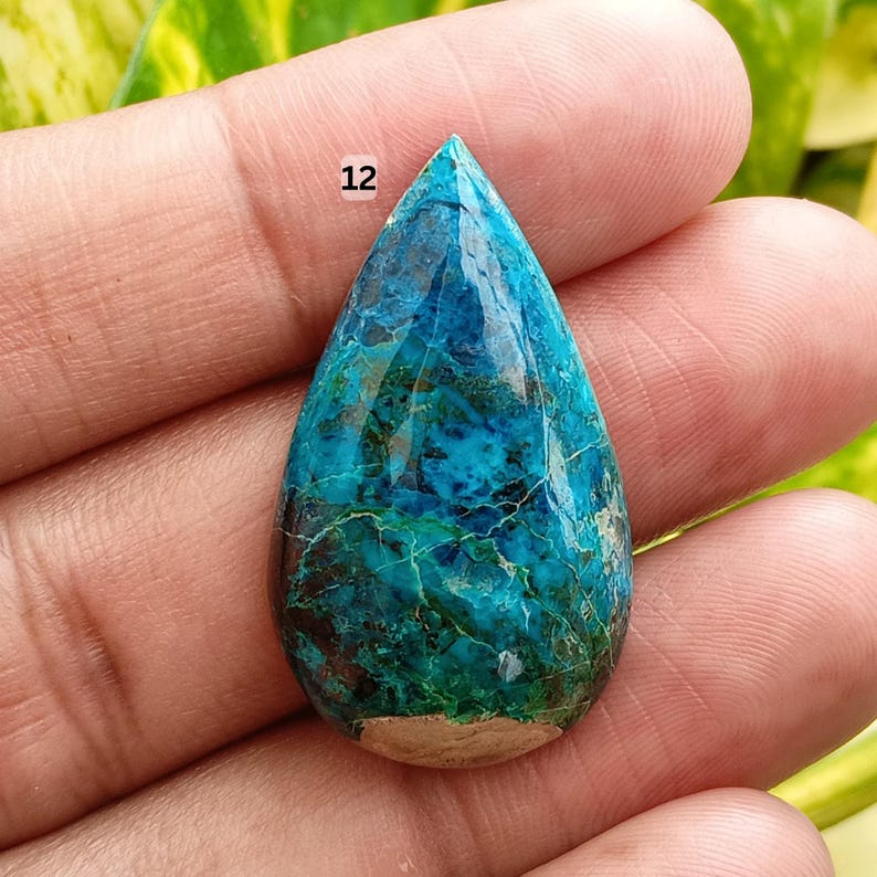 Natural Chrysocolla Pear Shape Cabochons Flat Back Smooth Loose ...