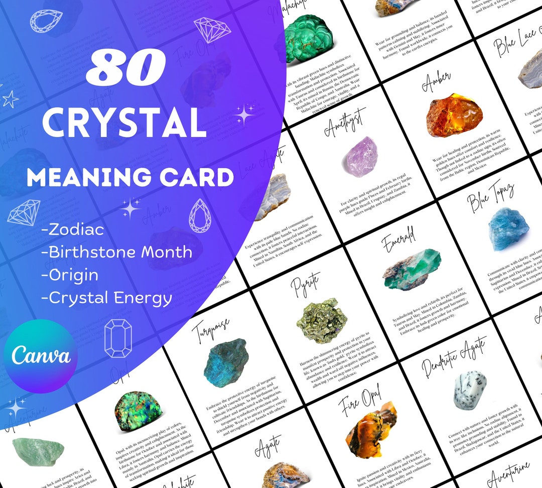 80 Crystal Meaning Cards, Zodiac & Birthstone (digital Download) - Etsy
