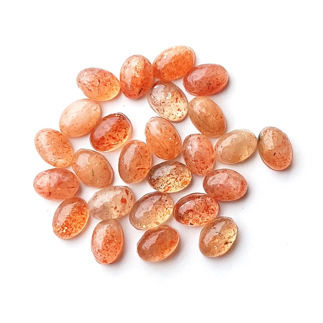 Natural Sunstone Oval Cabochon Flat Back Loose Gemstone for Jewelry ...