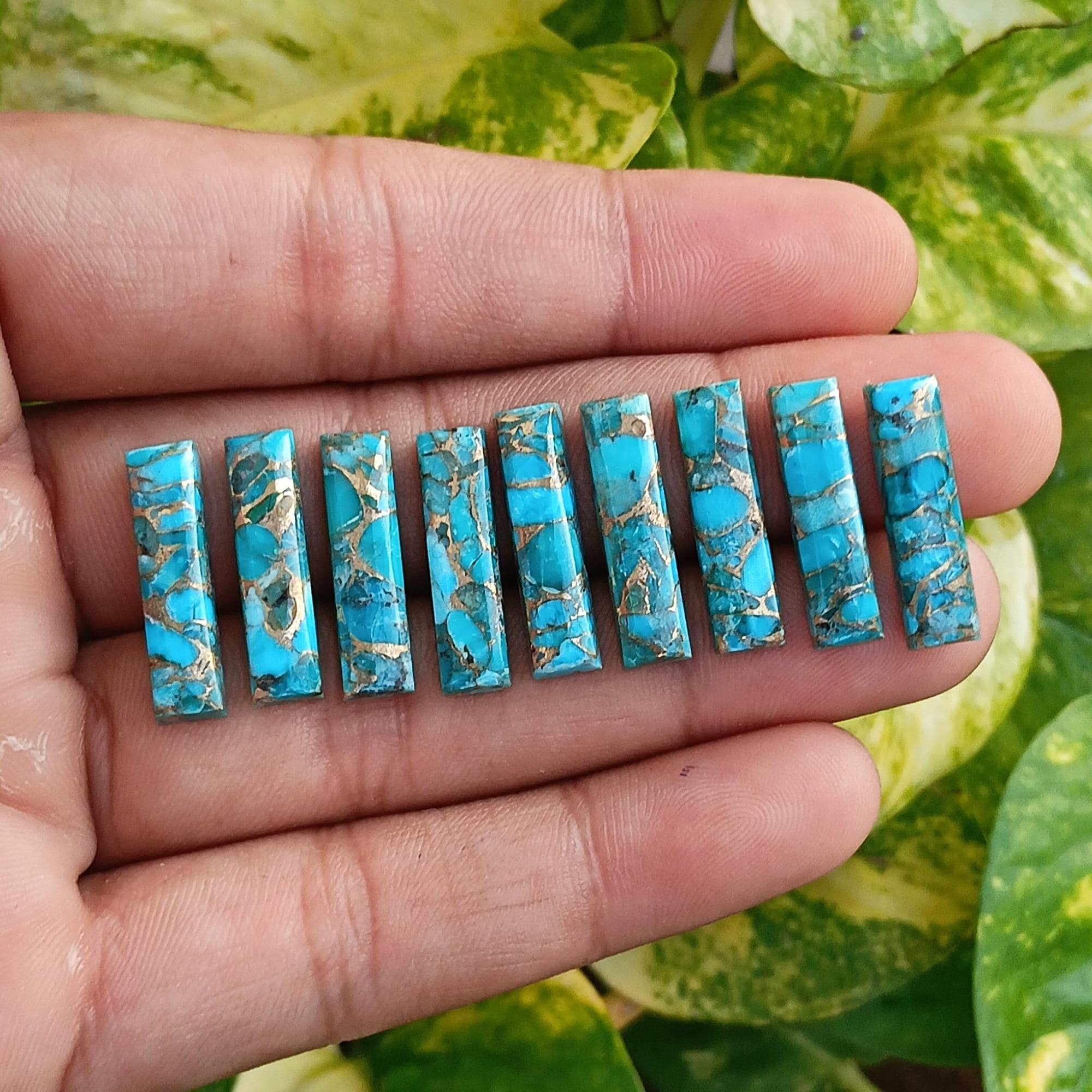 Blue Copper Turquoise Cabochon: Rectangle Gemstone for Jewelry Setting ...