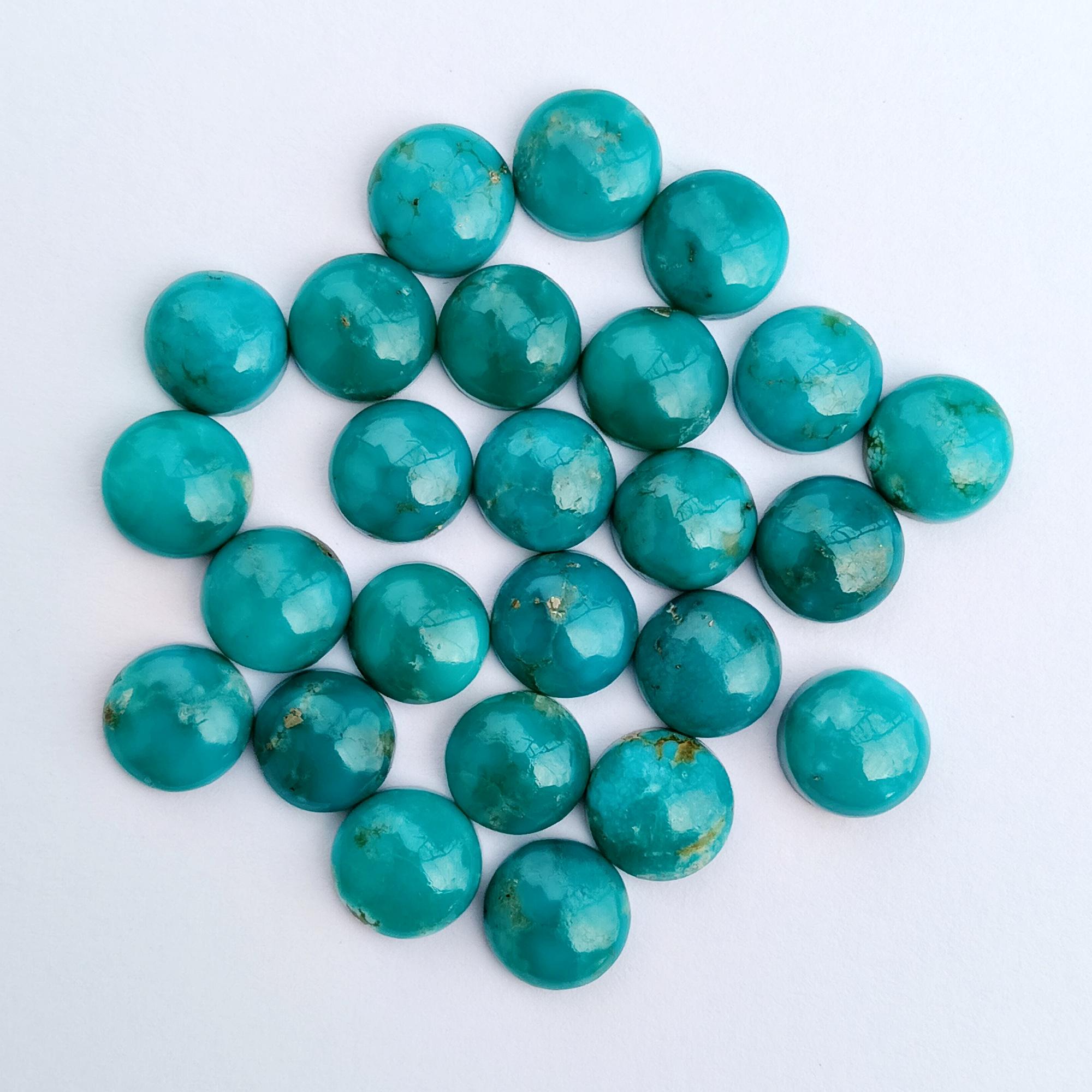 8mm Kingman Turquoise Cabochons: Round Flat Back Arizona Gemstone Lot ...