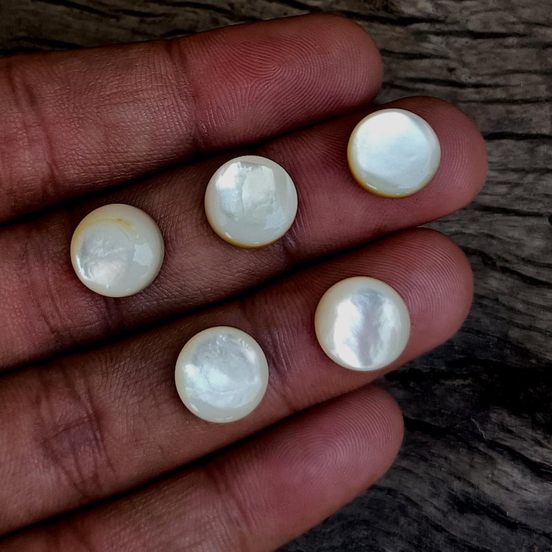 Mother of Pearl Cabochons: Round Flat Back Gemstone (3mm-20mm Size ...
