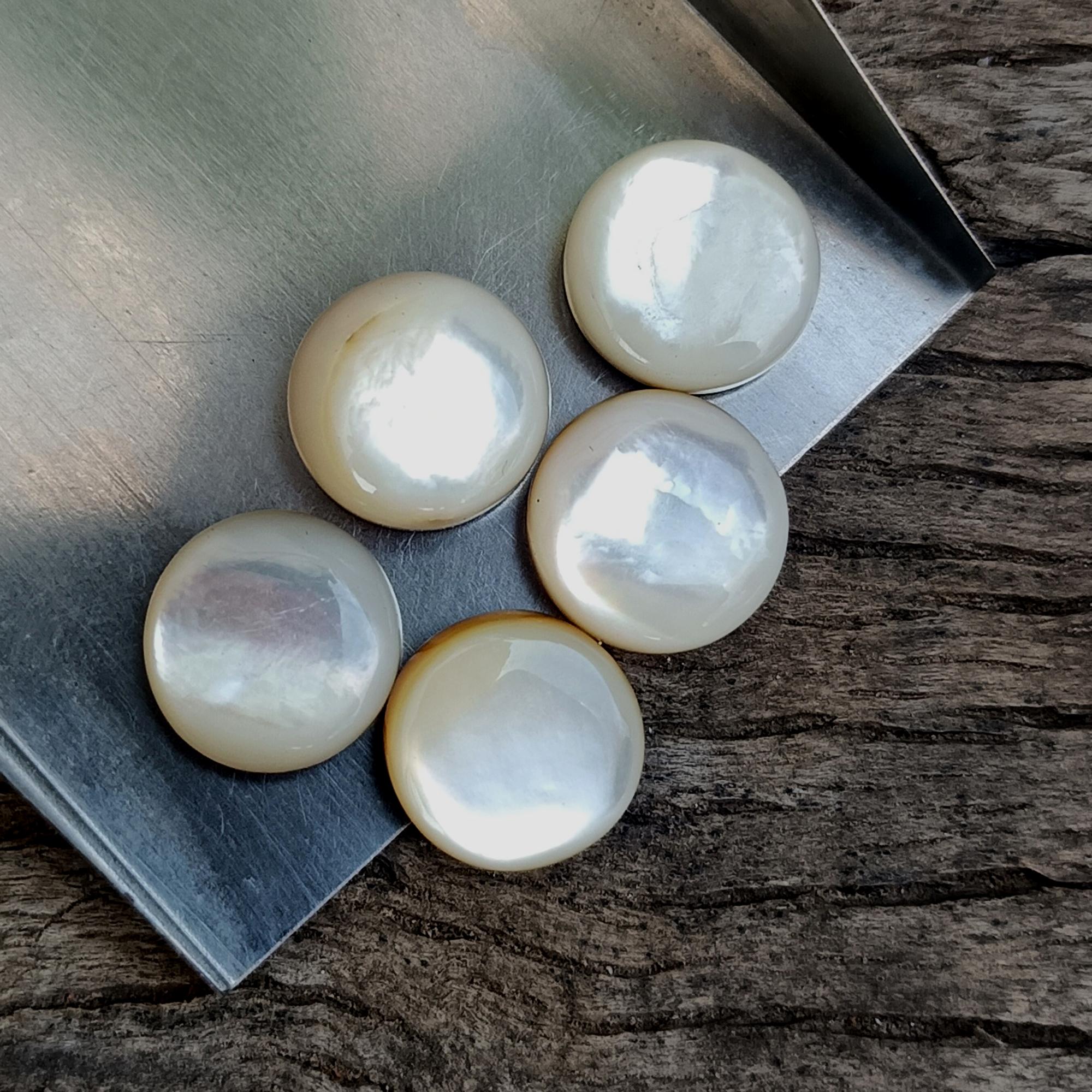 Mother of Pearl Cabochons: Round Flat Back Gemstone (3mm-20mm Size ...