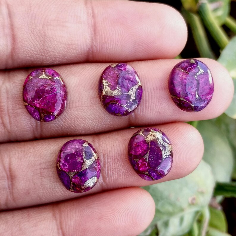 Purple Copper Turquoise Cabochon: Oval Calibrated Gemstone for Jewelry ...