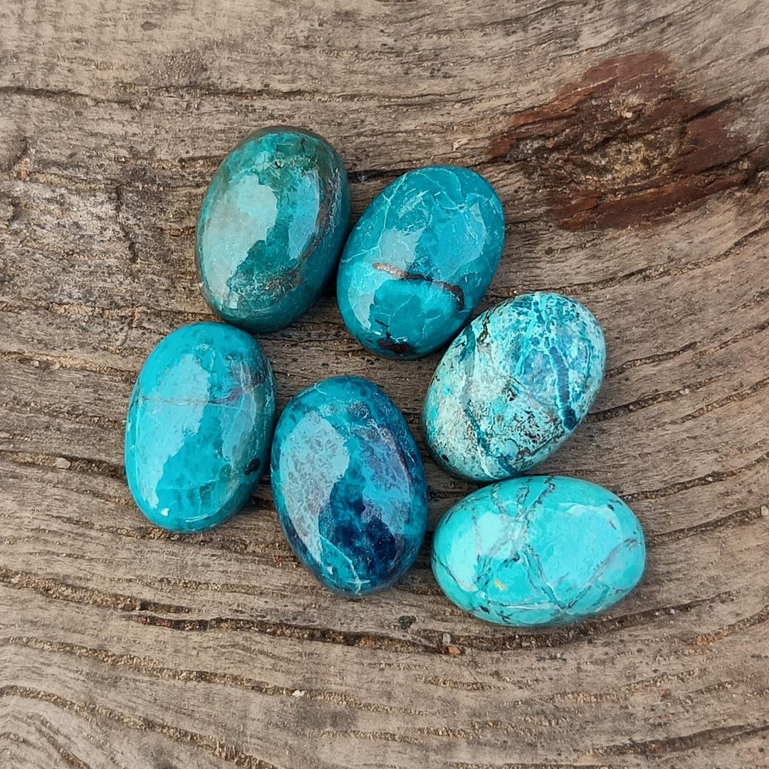 Natural Chrysocolla Cabochon Lot: Oval Gemstone for Jewelry Making ...